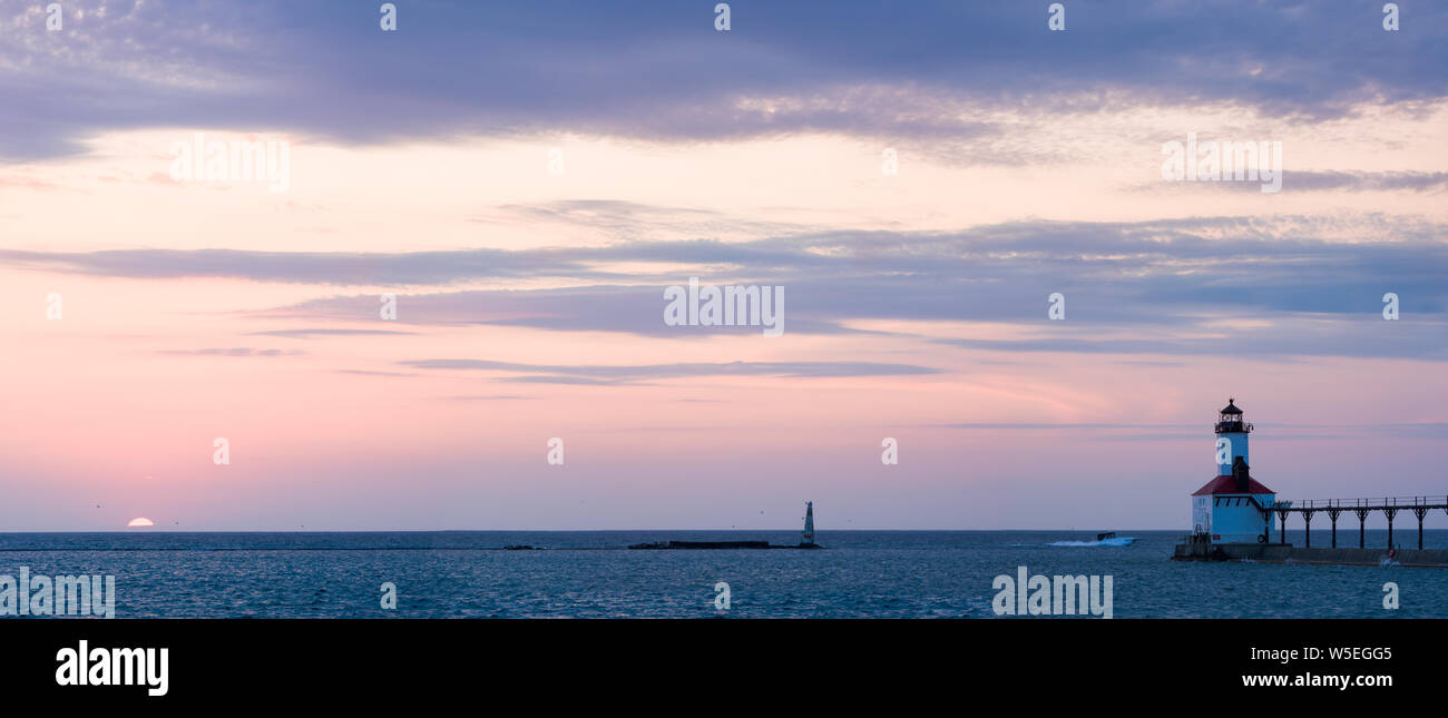 The Michigan City Breakwater Lighthouse, in the State of Indiana USA ...