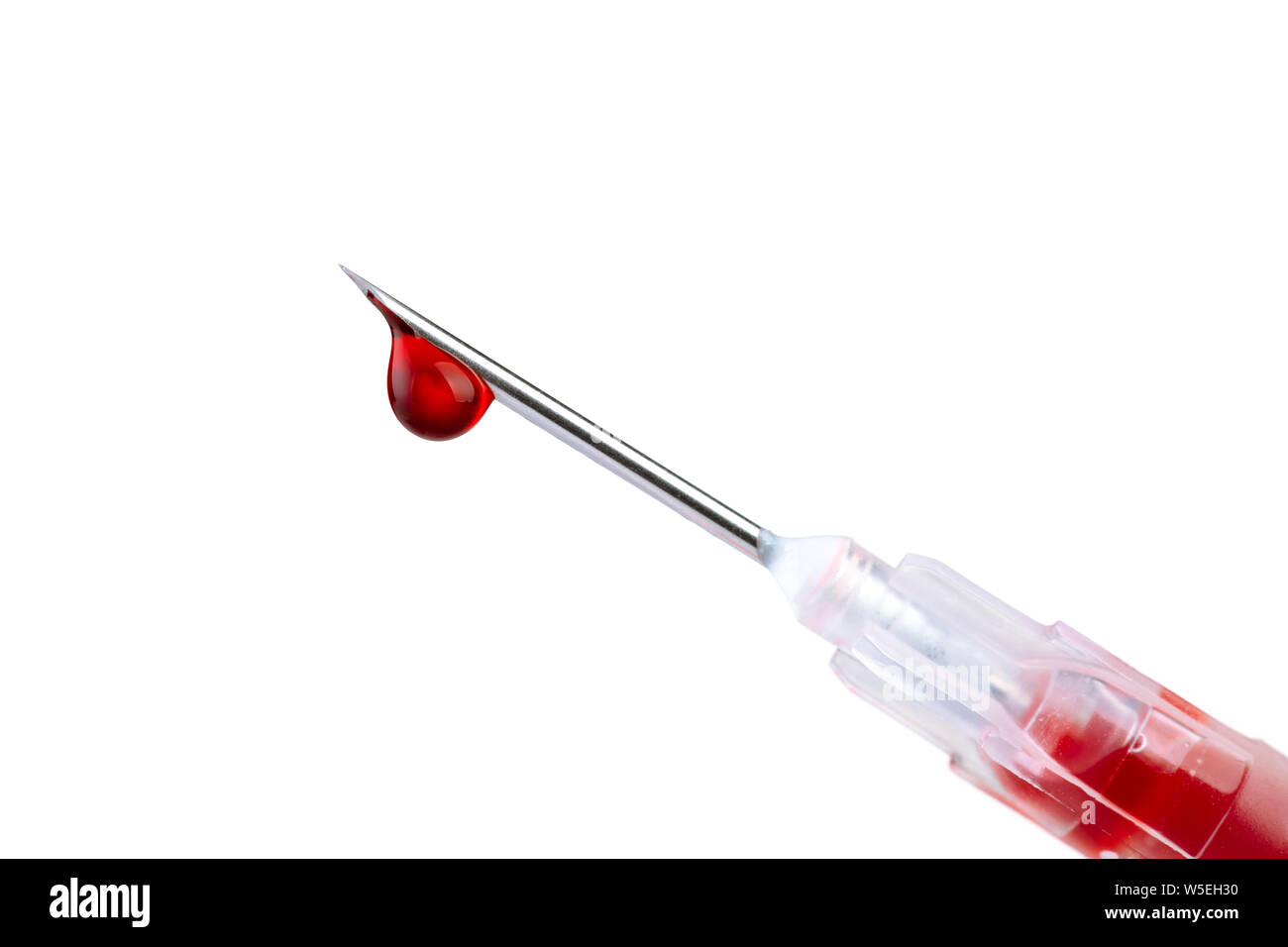 Sharp syringe leaking blood Stock Photo - Alamy