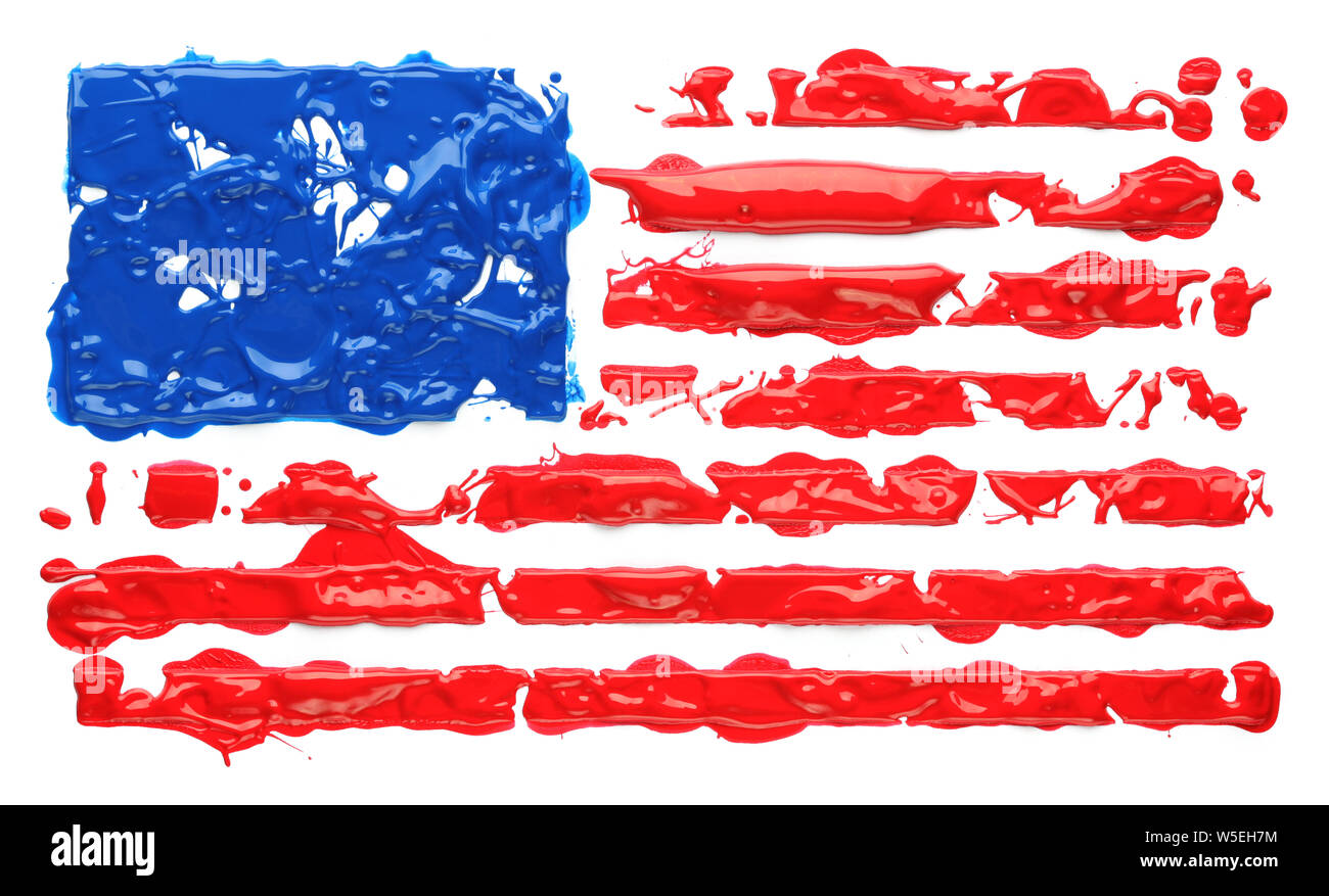 Paint splatter abstract in the shape of American flag Stock Photo - Alamy
