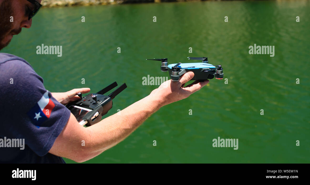 Man About to Launch Drone into the Air Stock Photo - Alamy
