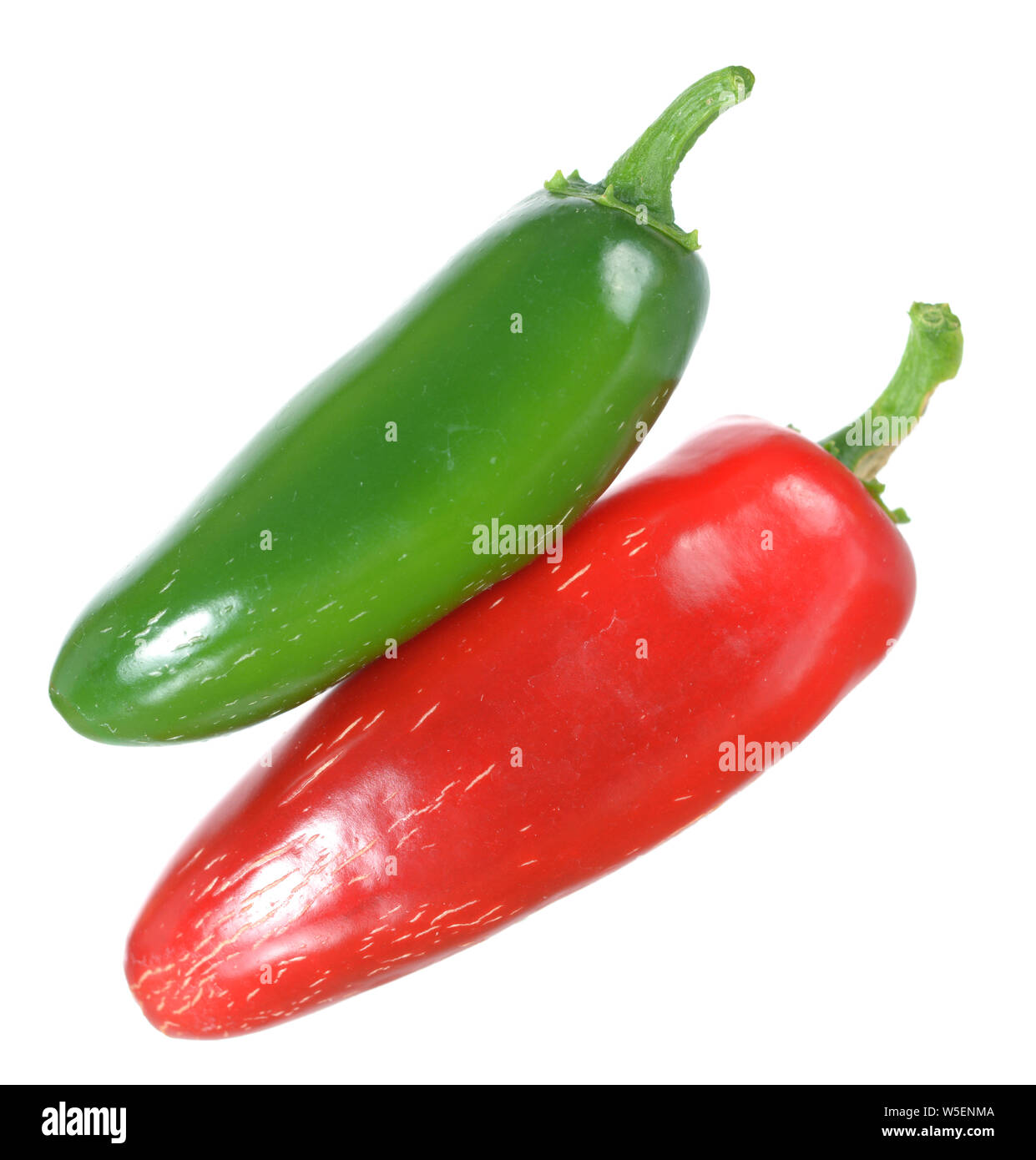 red and green jalapeno peppers isolated on white background Stock Photo ...