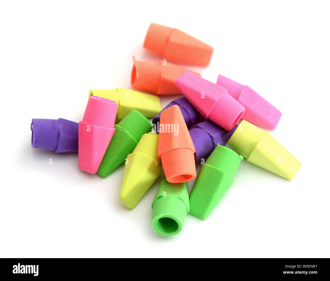 a group top erasers on white background Stock Photo - Alamy