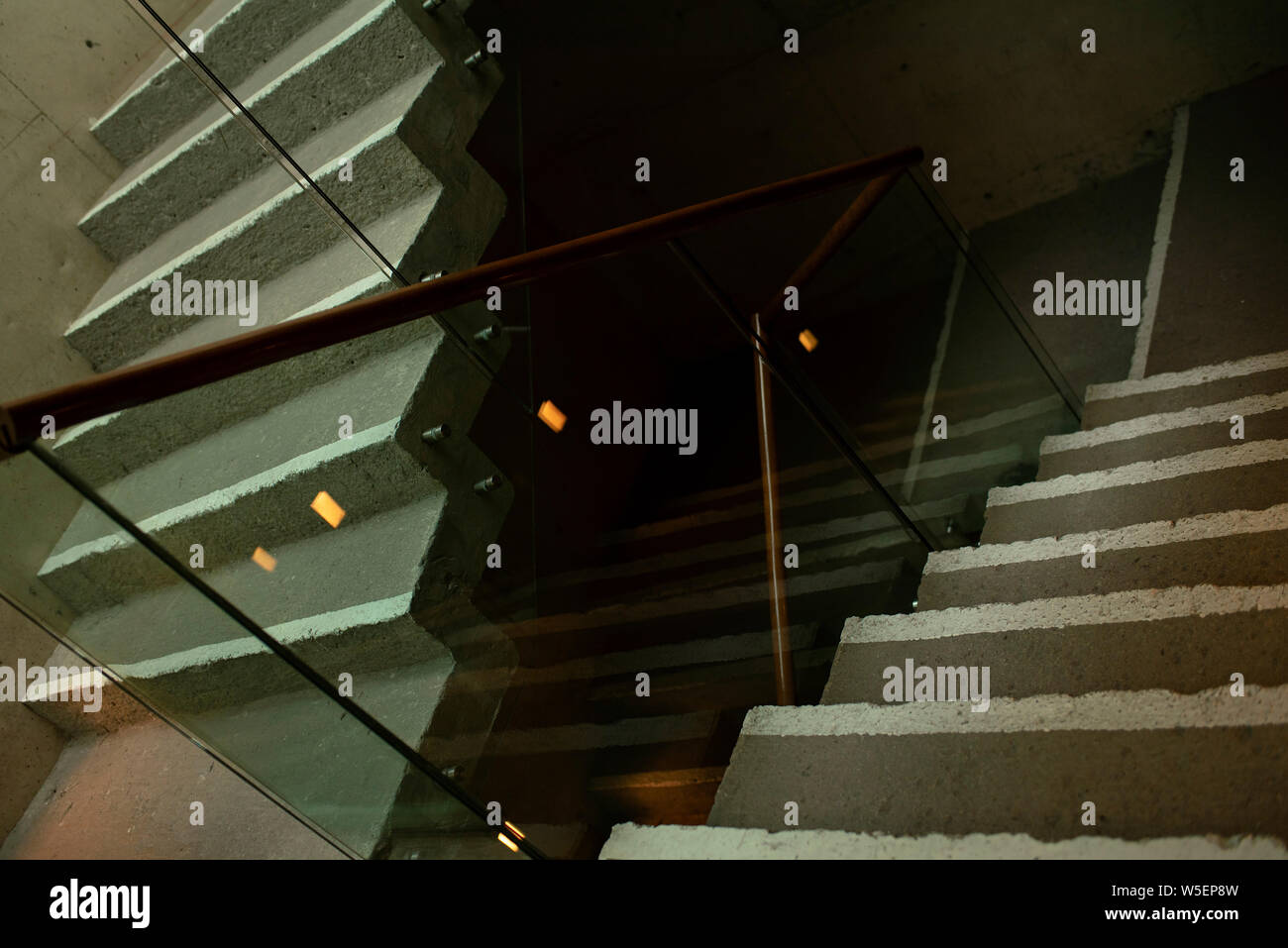 Concrete stairs in modern building, tilted angle. Mexico City, Mexico ...