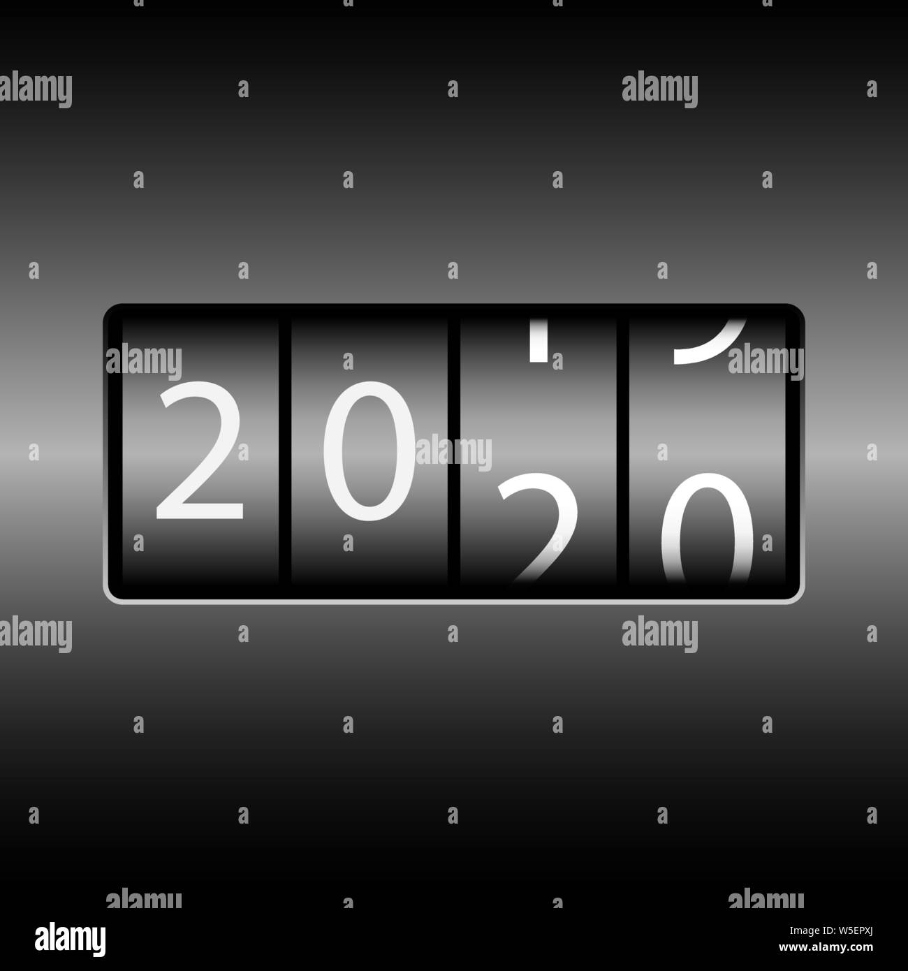Year change on the odometer. The new year 2020 is coming. White numbers ...