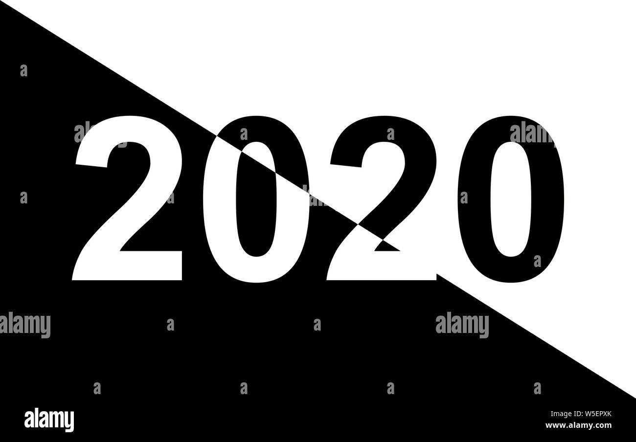 Black and white numbers on a black and white background. New year 2020 ...