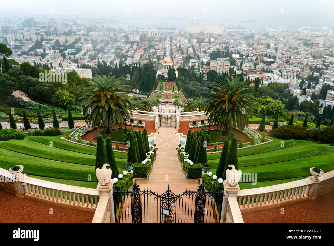 Beautiful panoramic picture of the Bahai Gardens in Haifa Israel. View ...