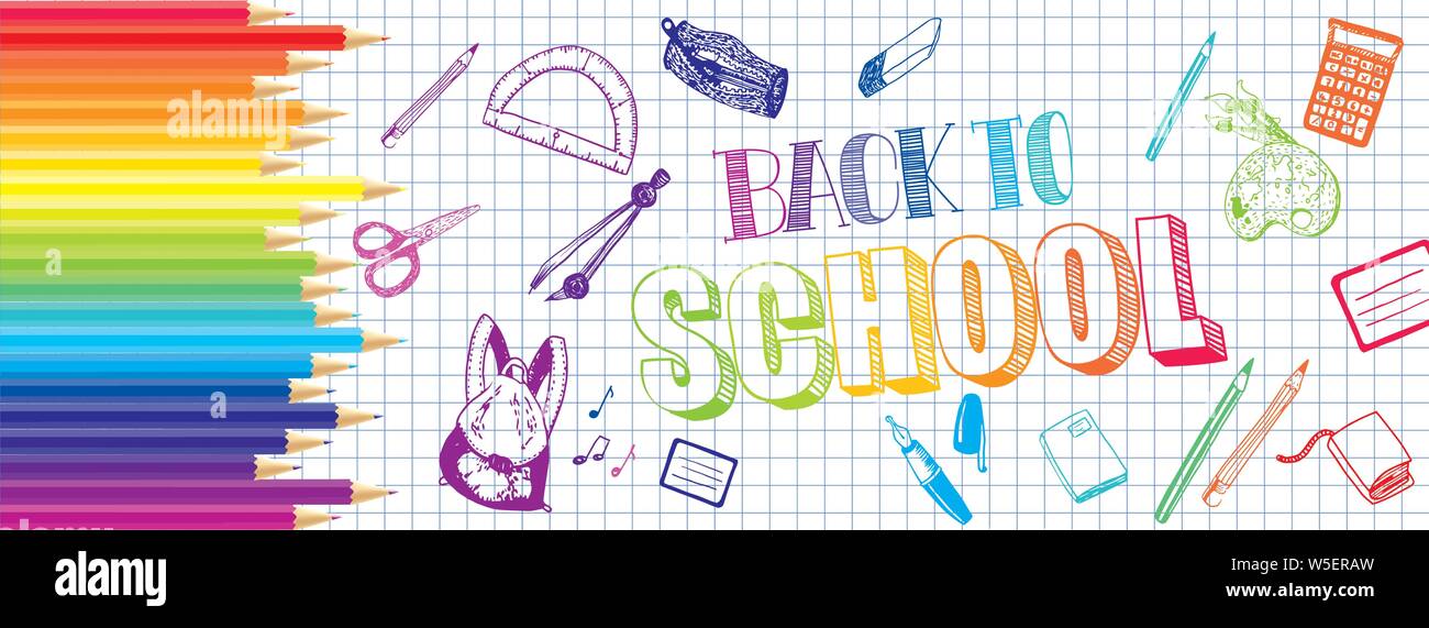 Back to school color pencils vector illustration Stock Vector Image ...
