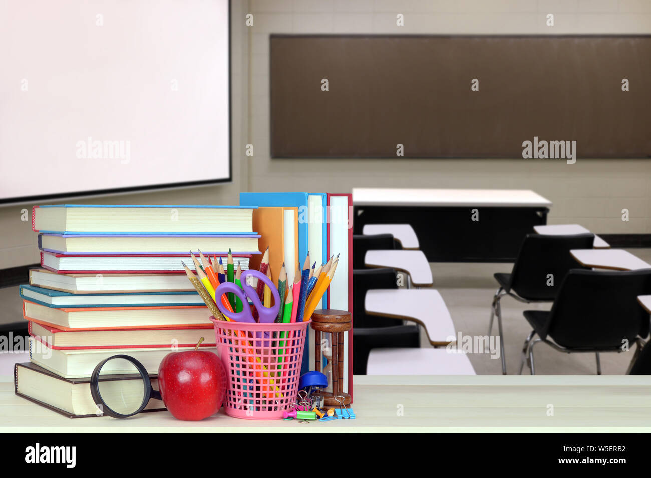 Back To School concept with stack of book Stock Photo - Alamy