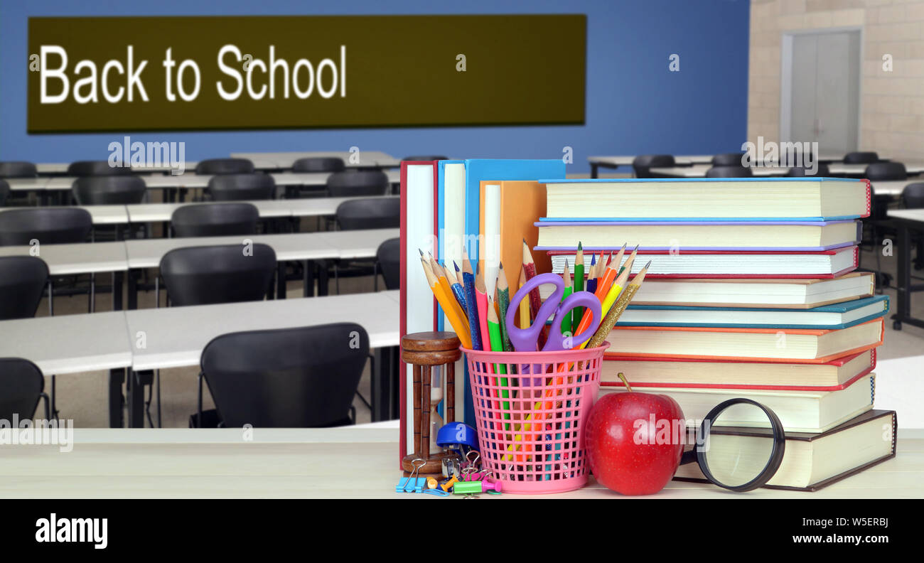 Back To School concept with stack of books Stock Photo - Alamy