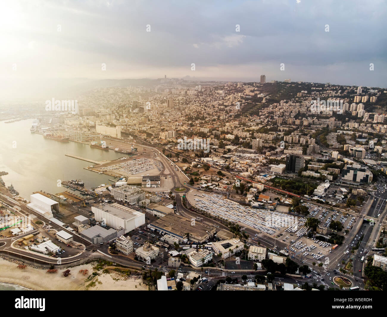 Drone view on port haifa hi-res stock photography and images - Alamy