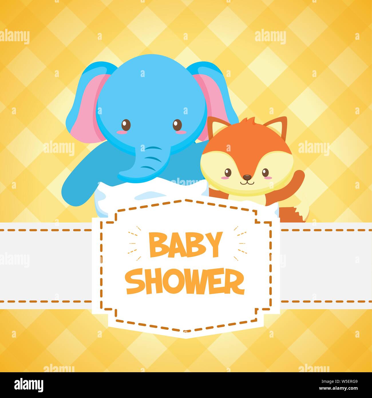 elephant and fox toy baby shower card Stock Vector Image & Art - Alamy