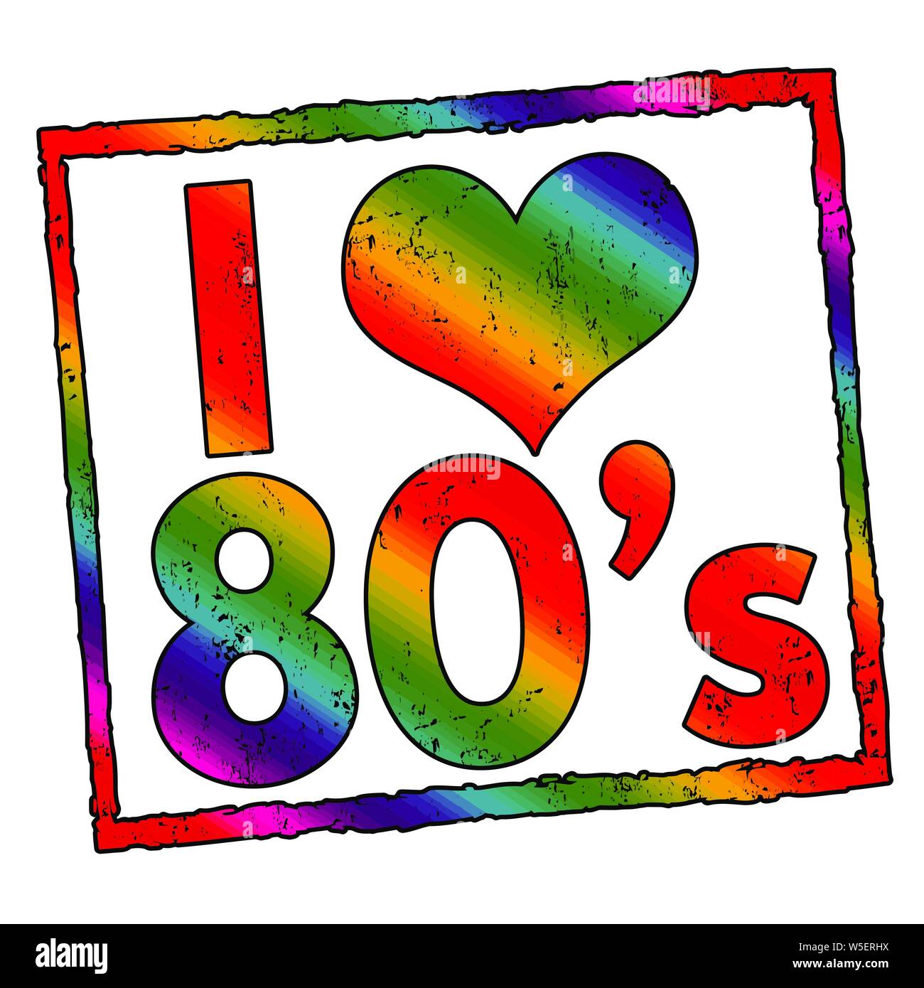 I love 80's sign or stamp on white background, vector illustration ...