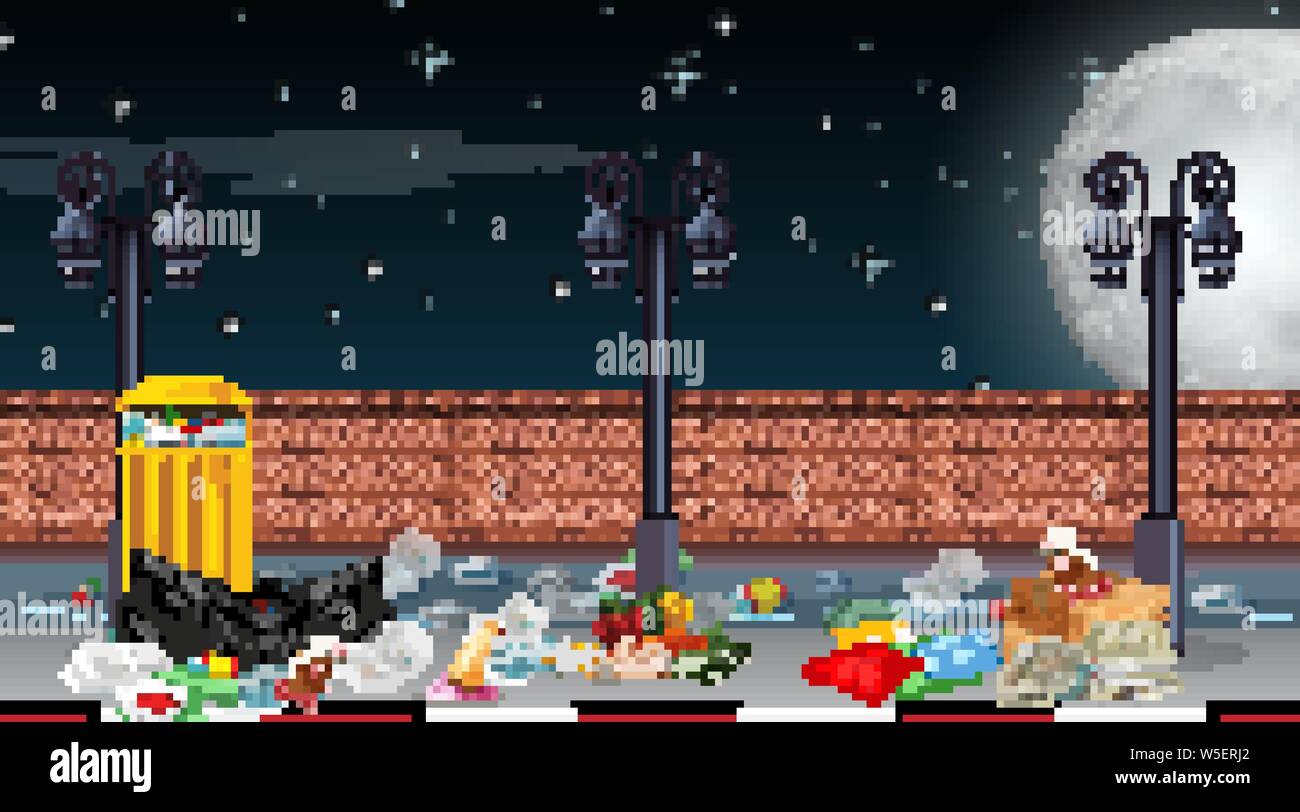 Rubbish in street scene illustration Stock Vector Image & Art - Alamy