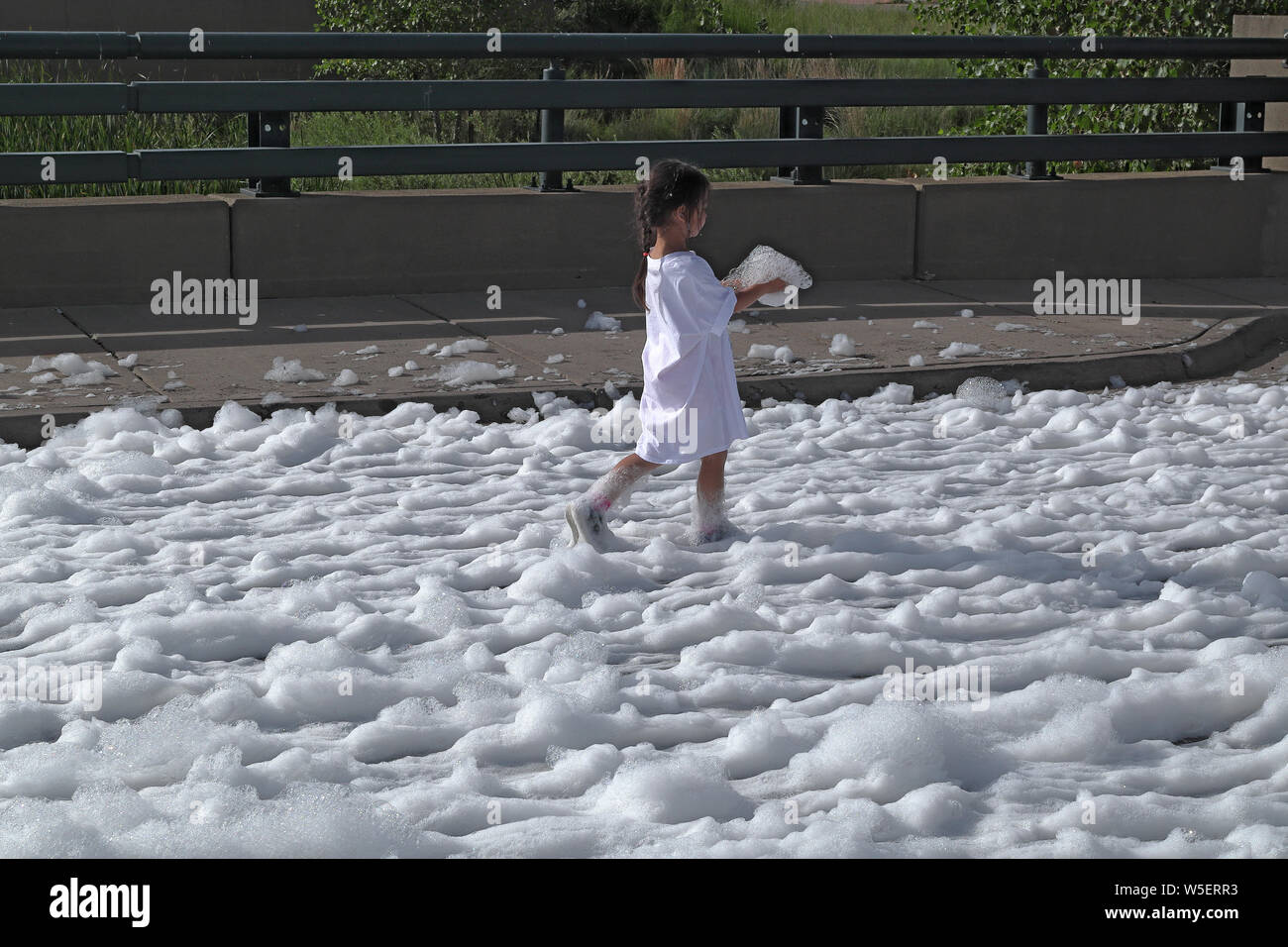Denver, Colorado - July 27, 2019: Bubble Run in Lowry Sports Park is a ...