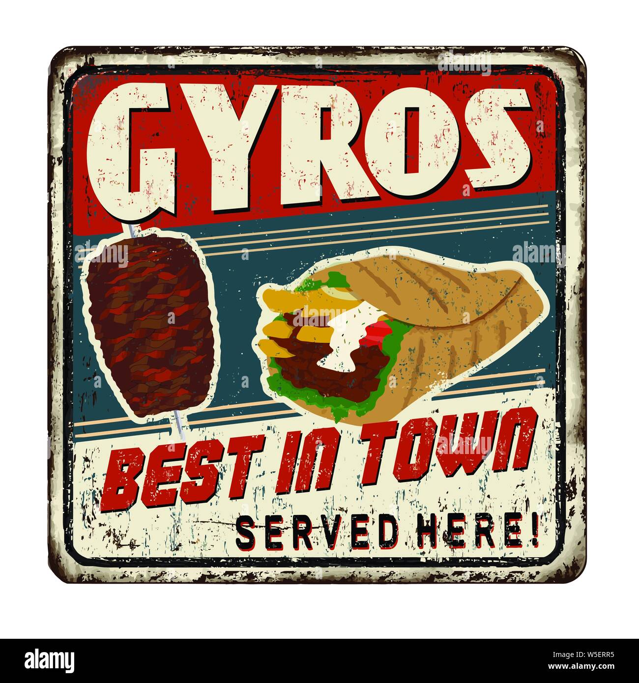 Gyros vintage rusty metal sign on a white background, vector ...