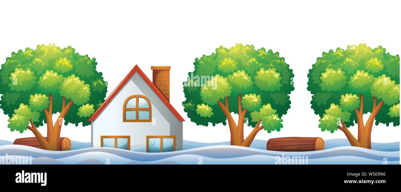 Flooded river scenery Stock Vector Images - Alamy