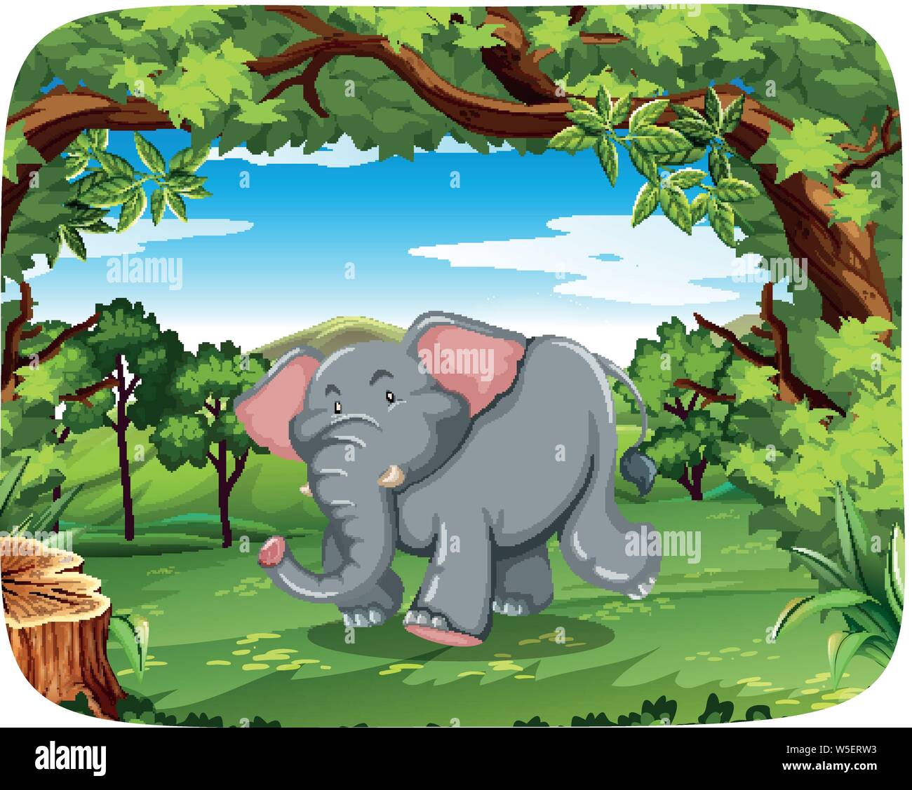 Elephant in nature scene illustration Stock Vector Image & Art - Alamy