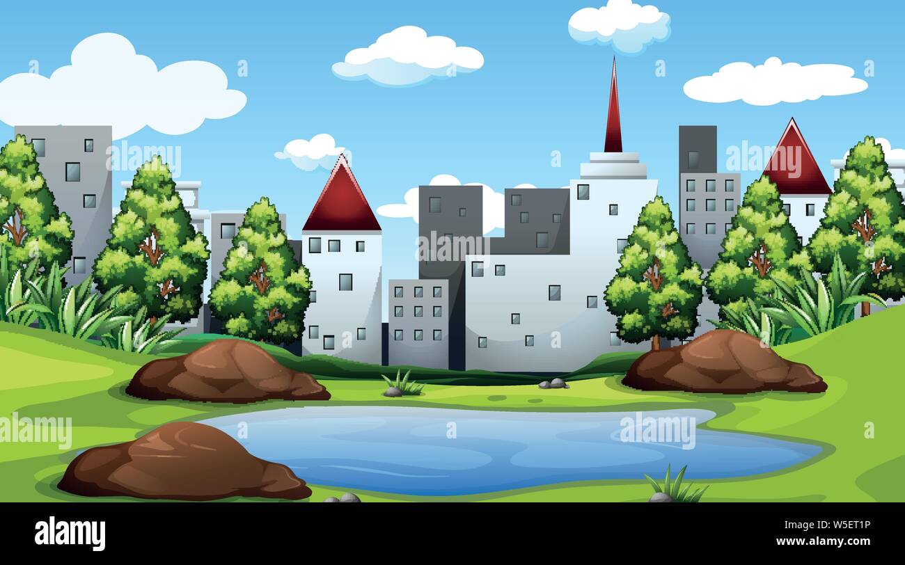 Nature scene landscape template illustration Stock Vector Image & Art ...