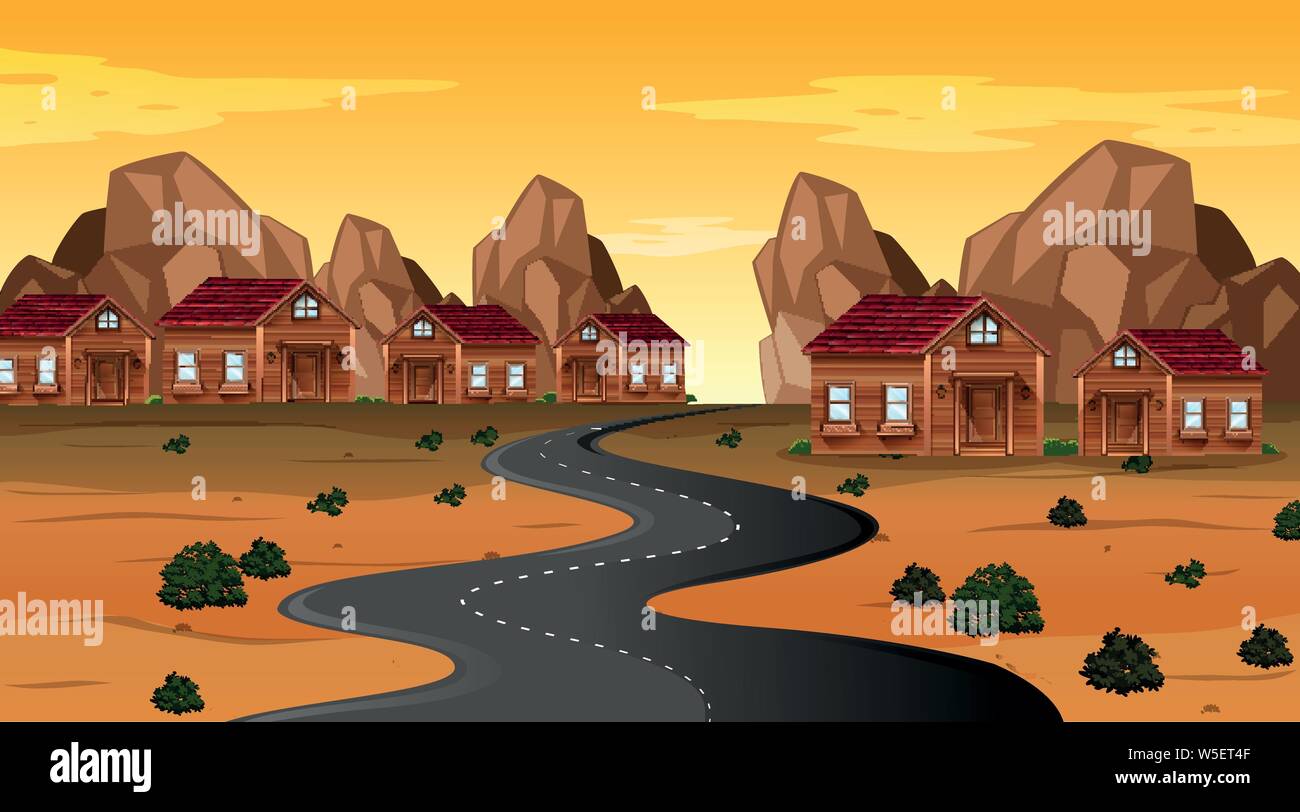 Western desert themed scene in nature illustration Stock Vector Image ...