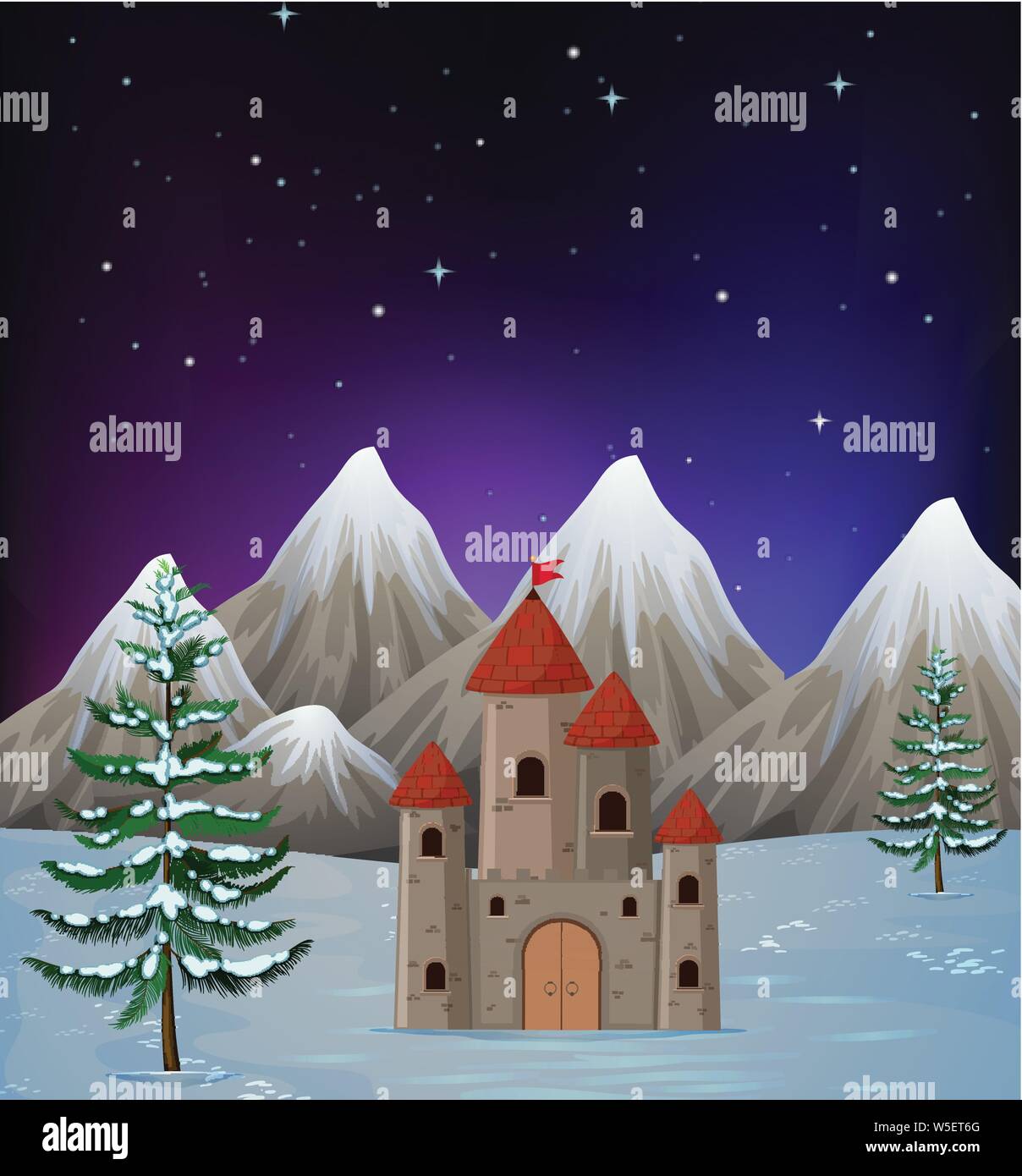 Castle in snowy setting illustration Stock Vector Image & Art - Alamy