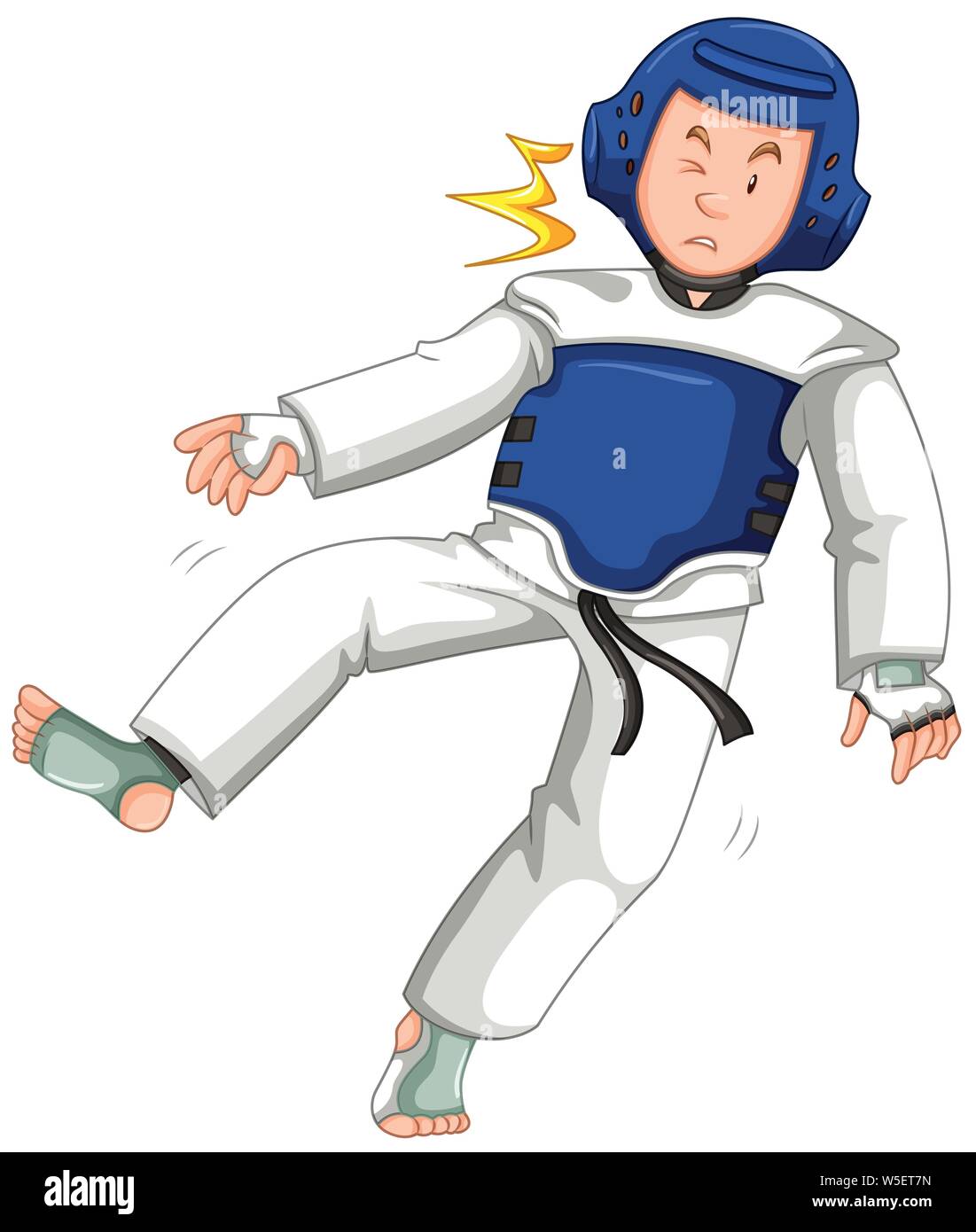 Male fighter kicked in the head during judo fight illustration Stock ...