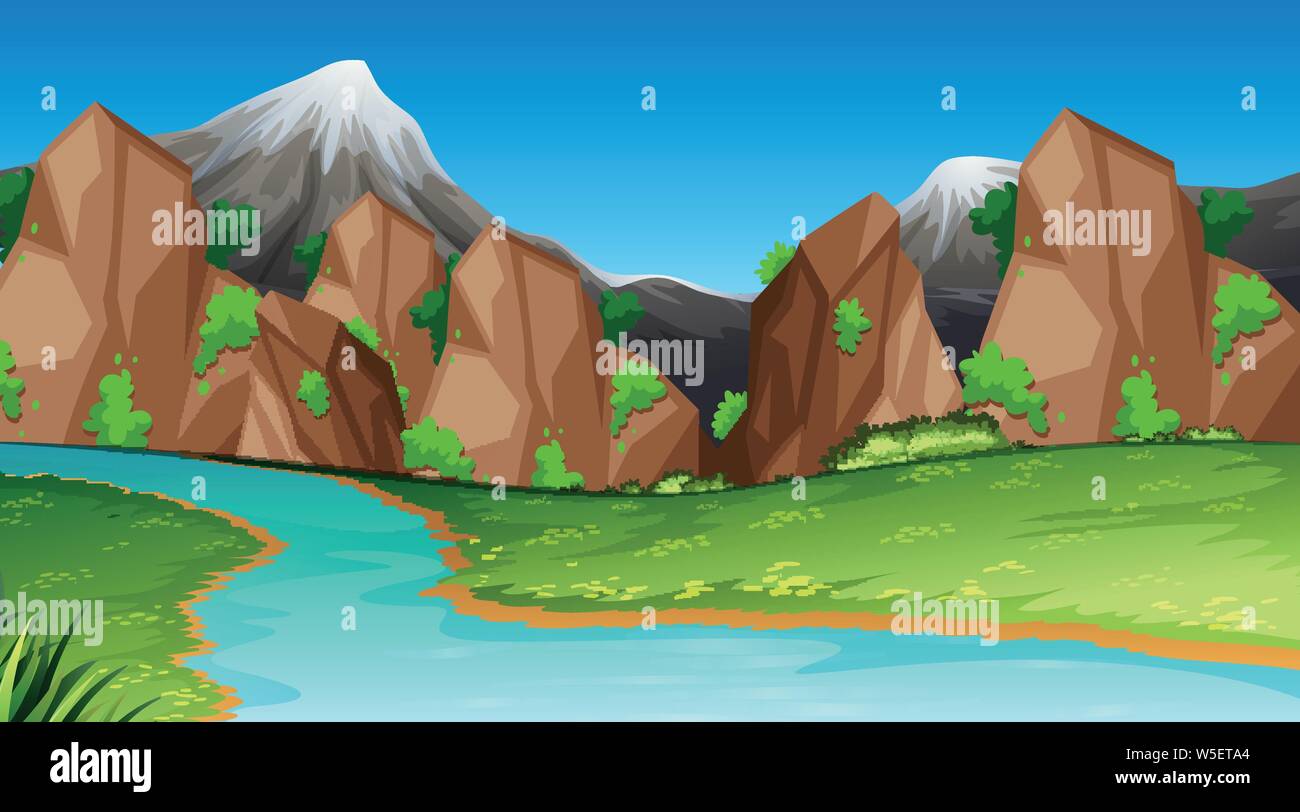 Nature scene landscape template illustration Stock Vector Image & Art ...