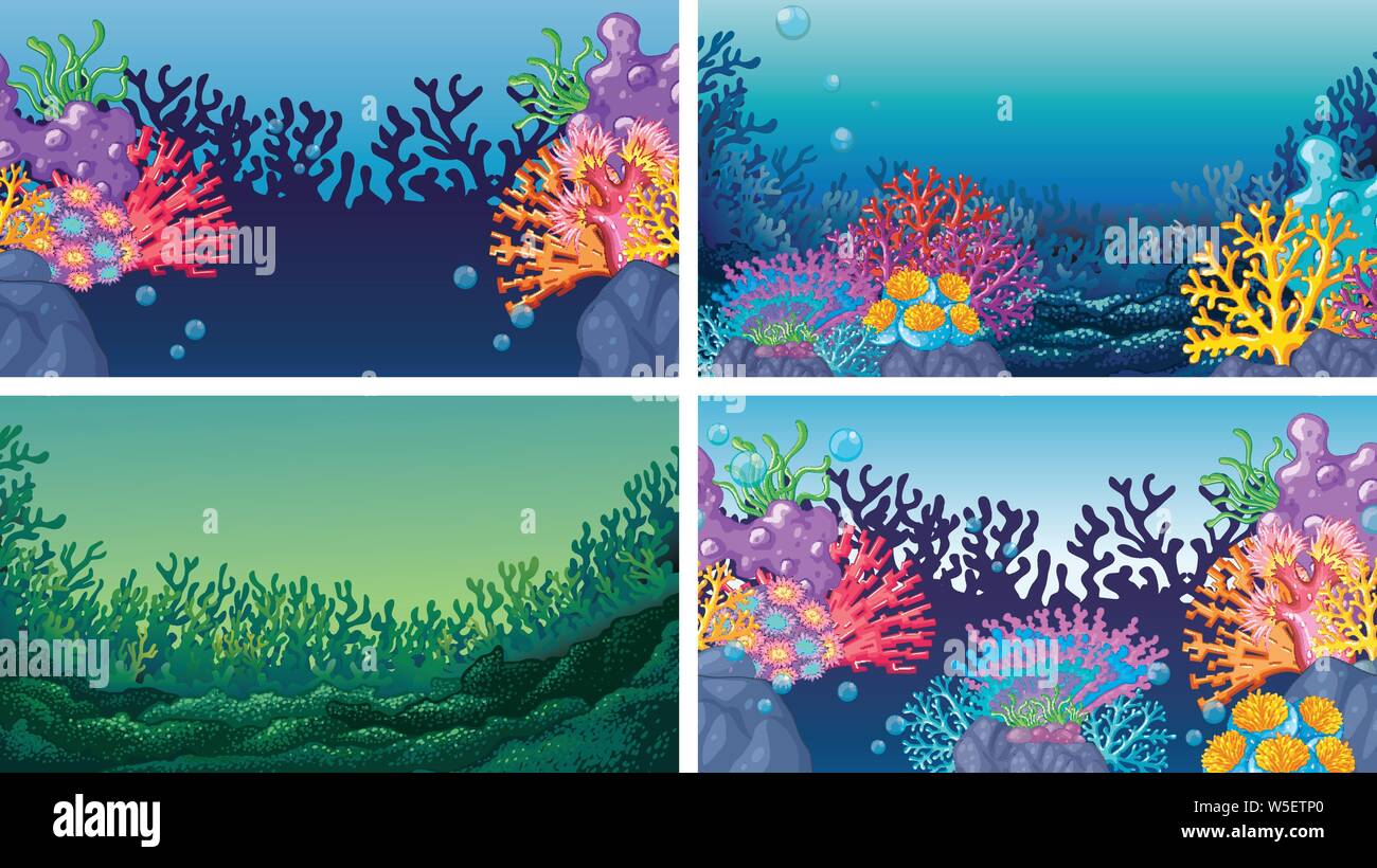 Set of scenes in nature setting illustration Stock Vector Image & Art ...