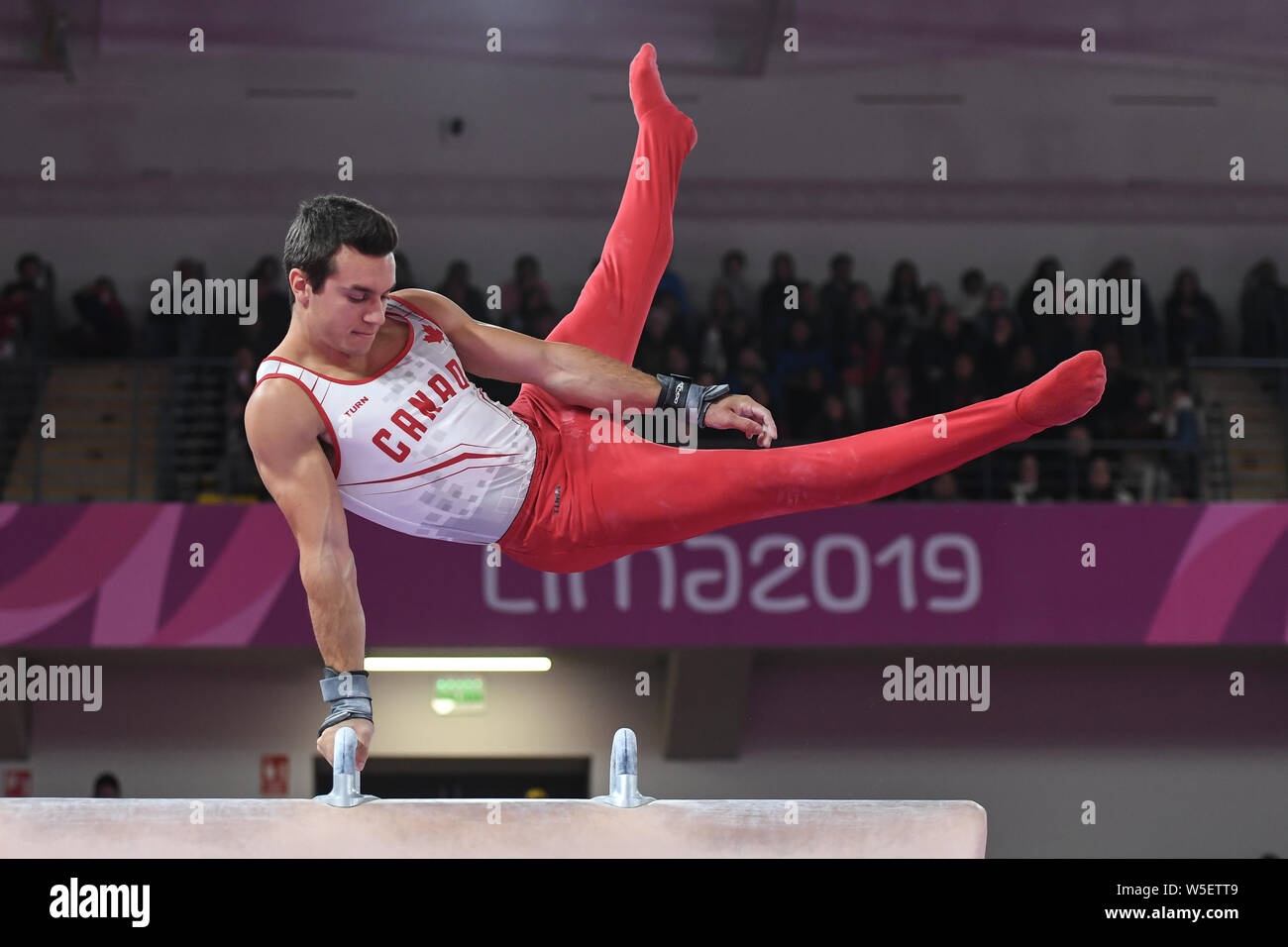 Lima, Peru. 28th July, 2019. RENE COURNOYER from Canada competes on the ...