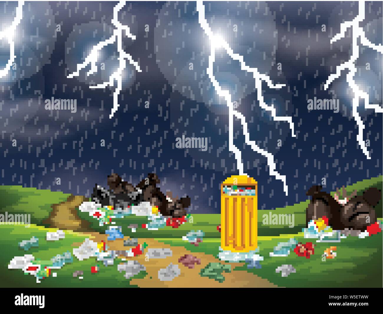 Rubbish in park scene illustration Stock Vector Image & Art - Alamy