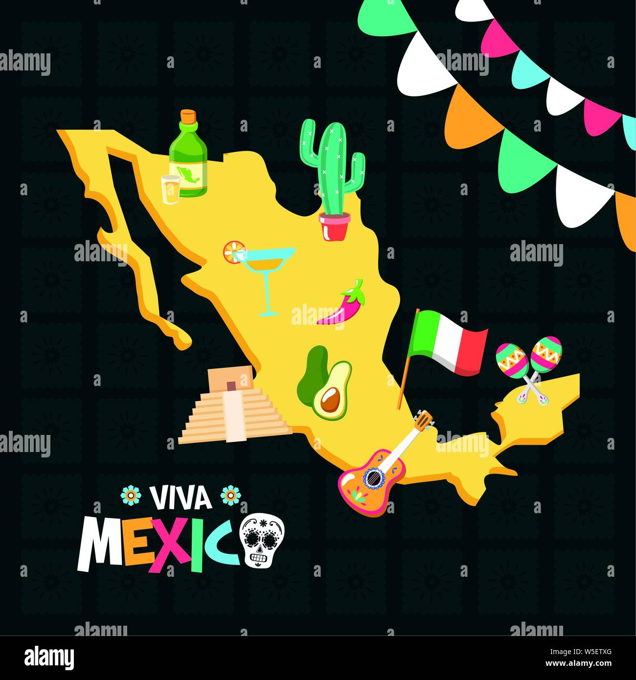 greeting card traditional party celebration viva mexico Stock Vector ...