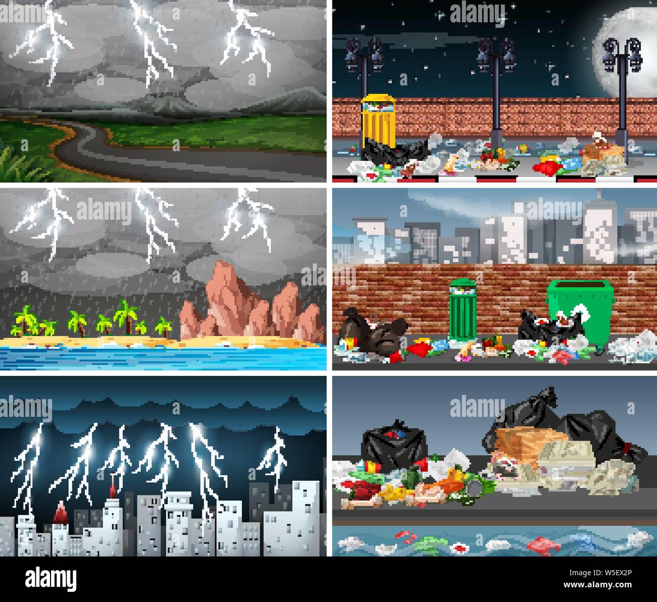 Set of polluted scenes illustration Stock Vector Image & Art - Alamy