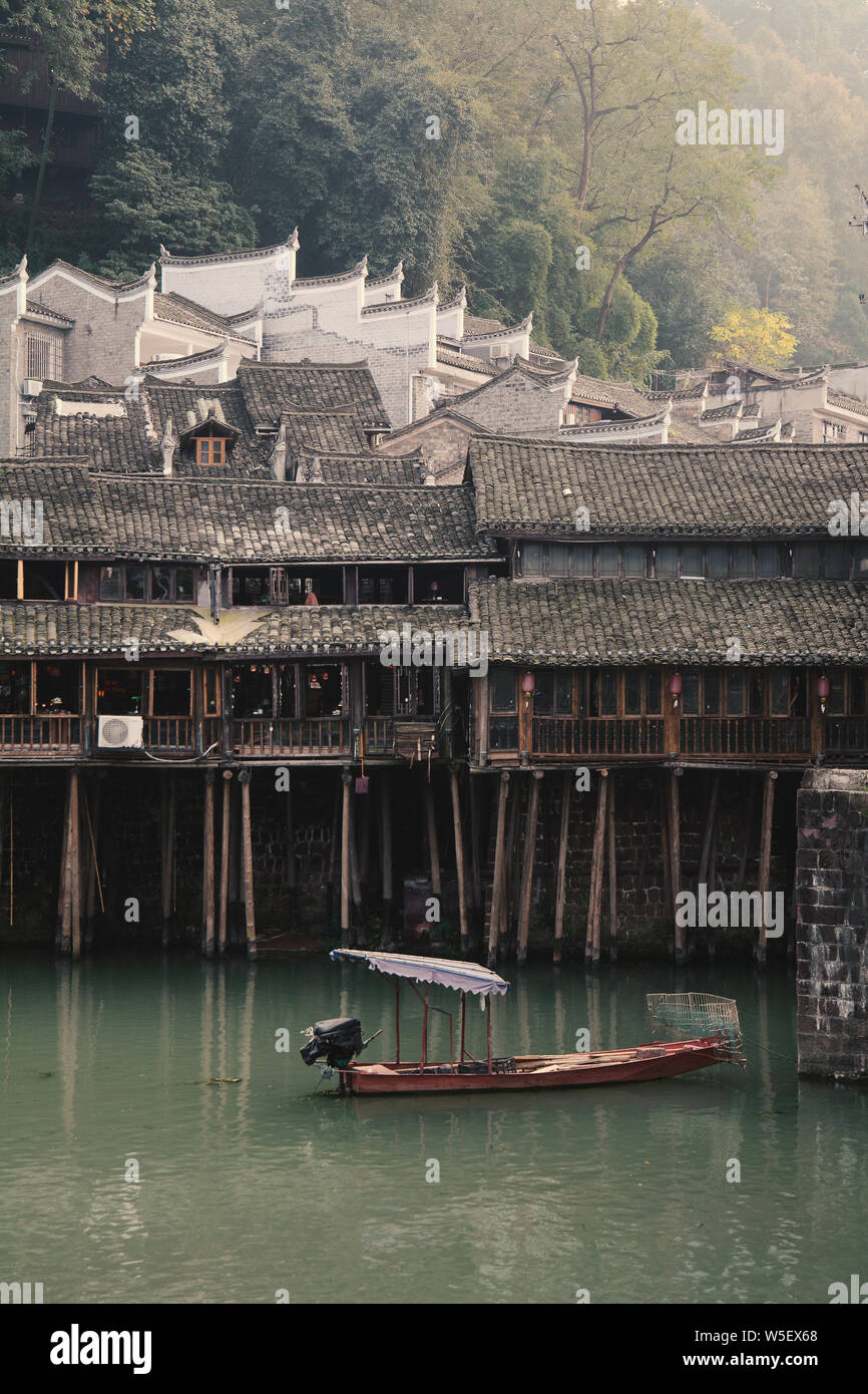 Hunan, China - Nov 6, 2015. View of Fenghuang Old Town in Hunan, China ...