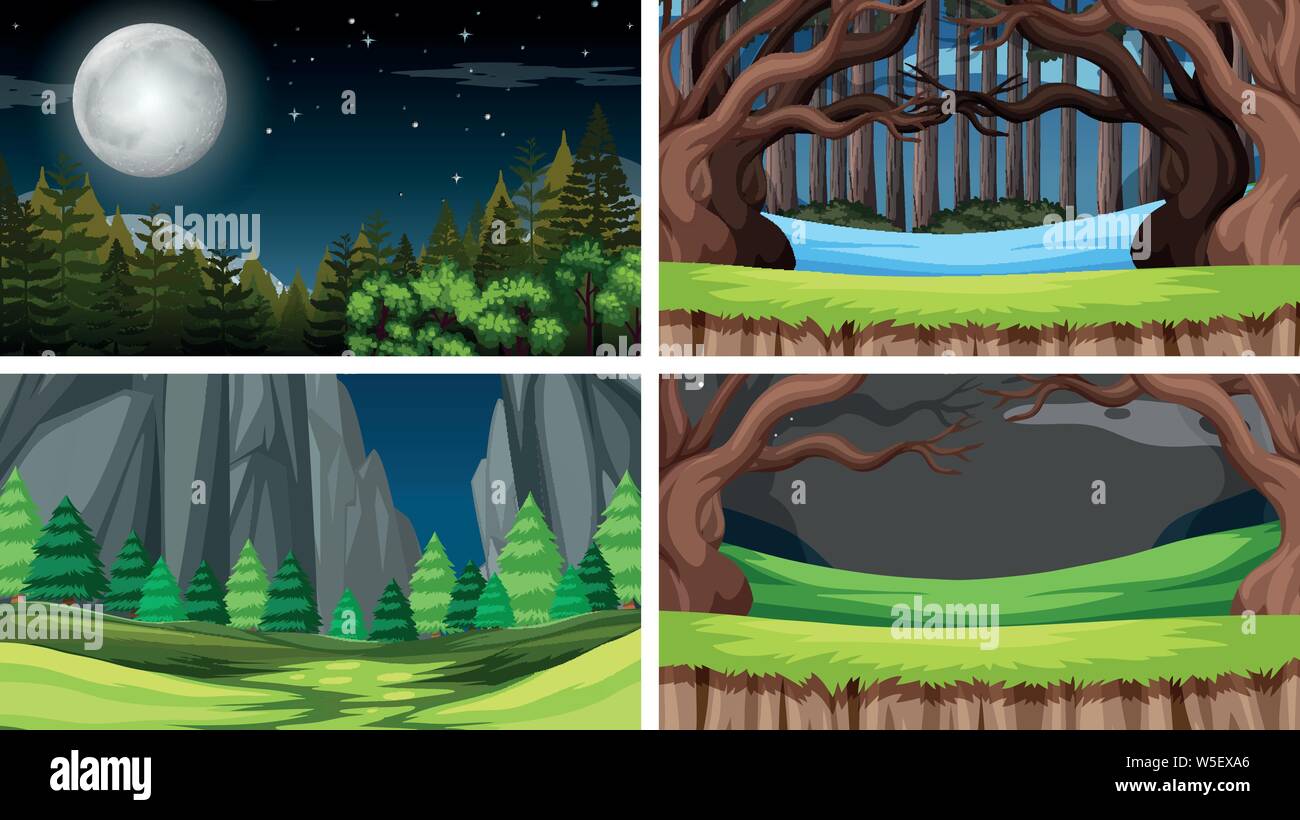 Set of scenes in nature setting illustration Stock Vector Image & Art ...