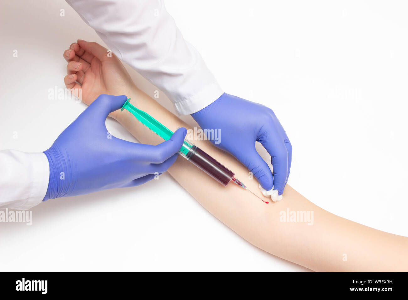The doctor takes a blood test from a vein for cancer and sexually ...