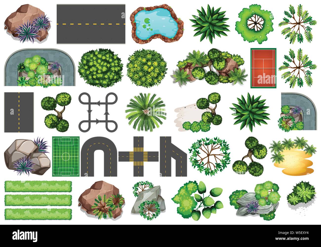 Collection of outdoor nature themed objects and plant elements ...