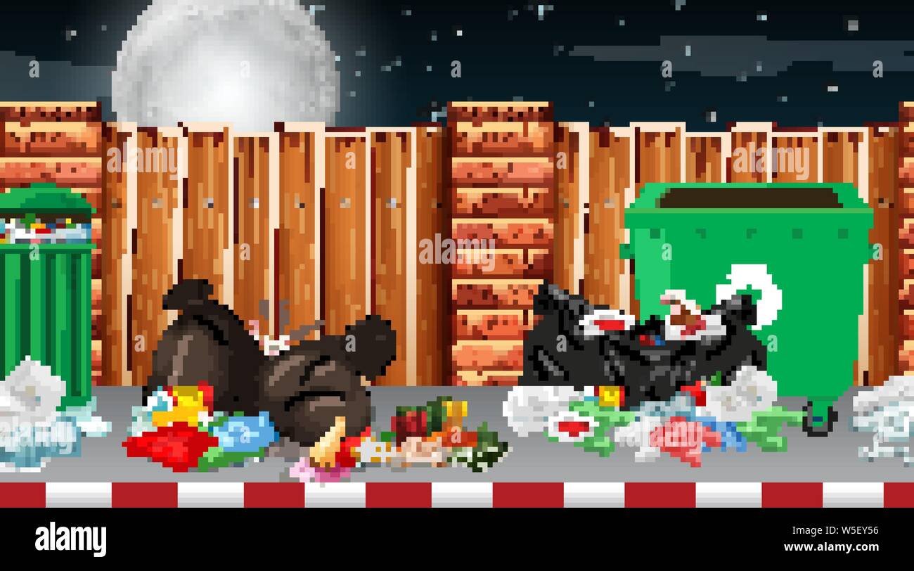 Rubbish in street scene illustration Stock Vector Image & Art - Alamy