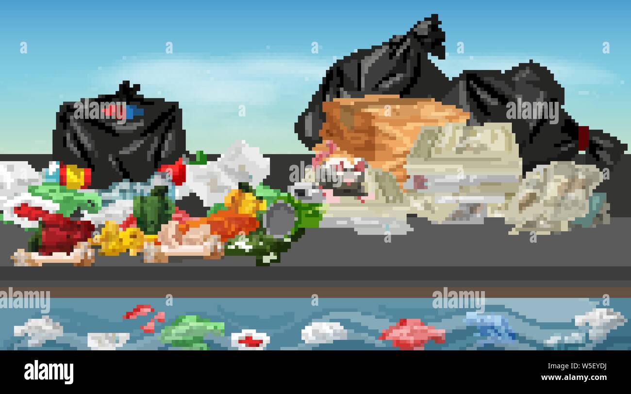 Rubbish in street scene illustration Stock Vector Image & Art - Alamy