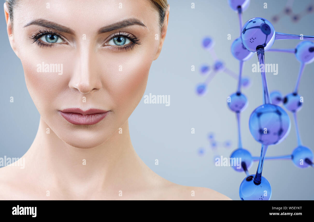 Molecules blue background hi-res stock photography and images - Alamy