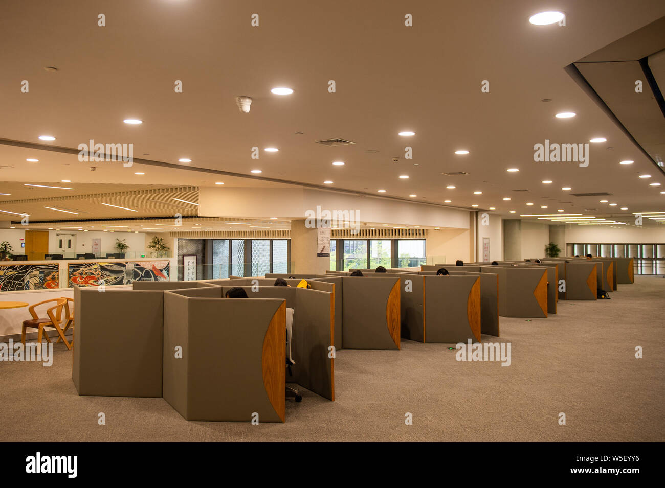 Interior view of the library of the Chinese University of Hong Kong ...