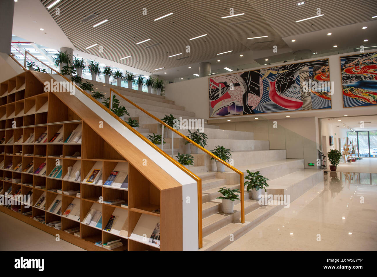Interior view of the library of the Chinese University of Hong Kong ...