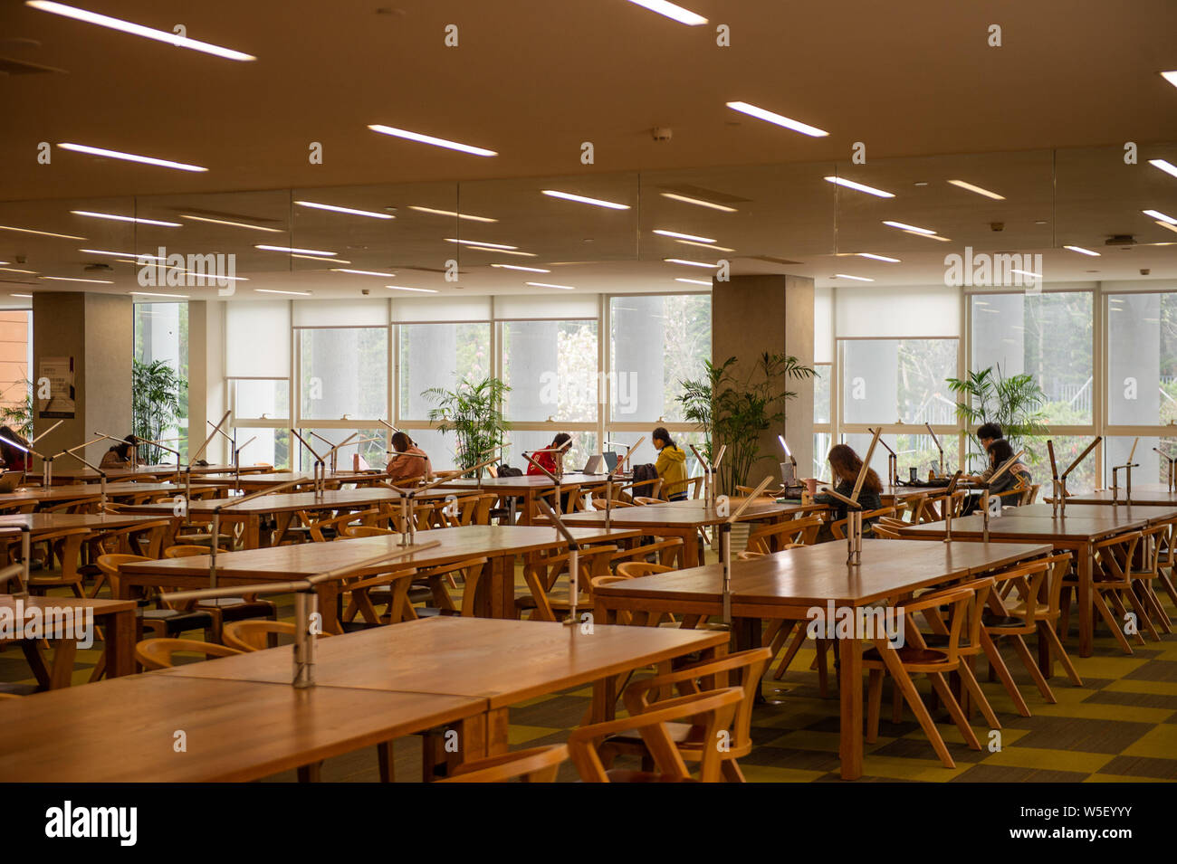 Interior view of the library of the Chinese University of Hong Kong ...