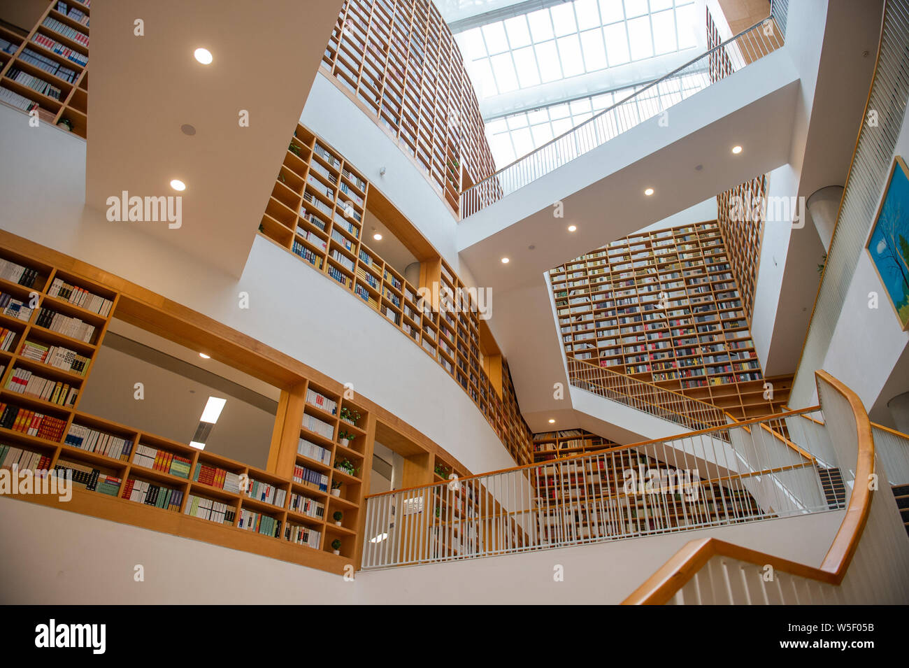 Interior view of the library of the Chinese University of Hong Kong ...