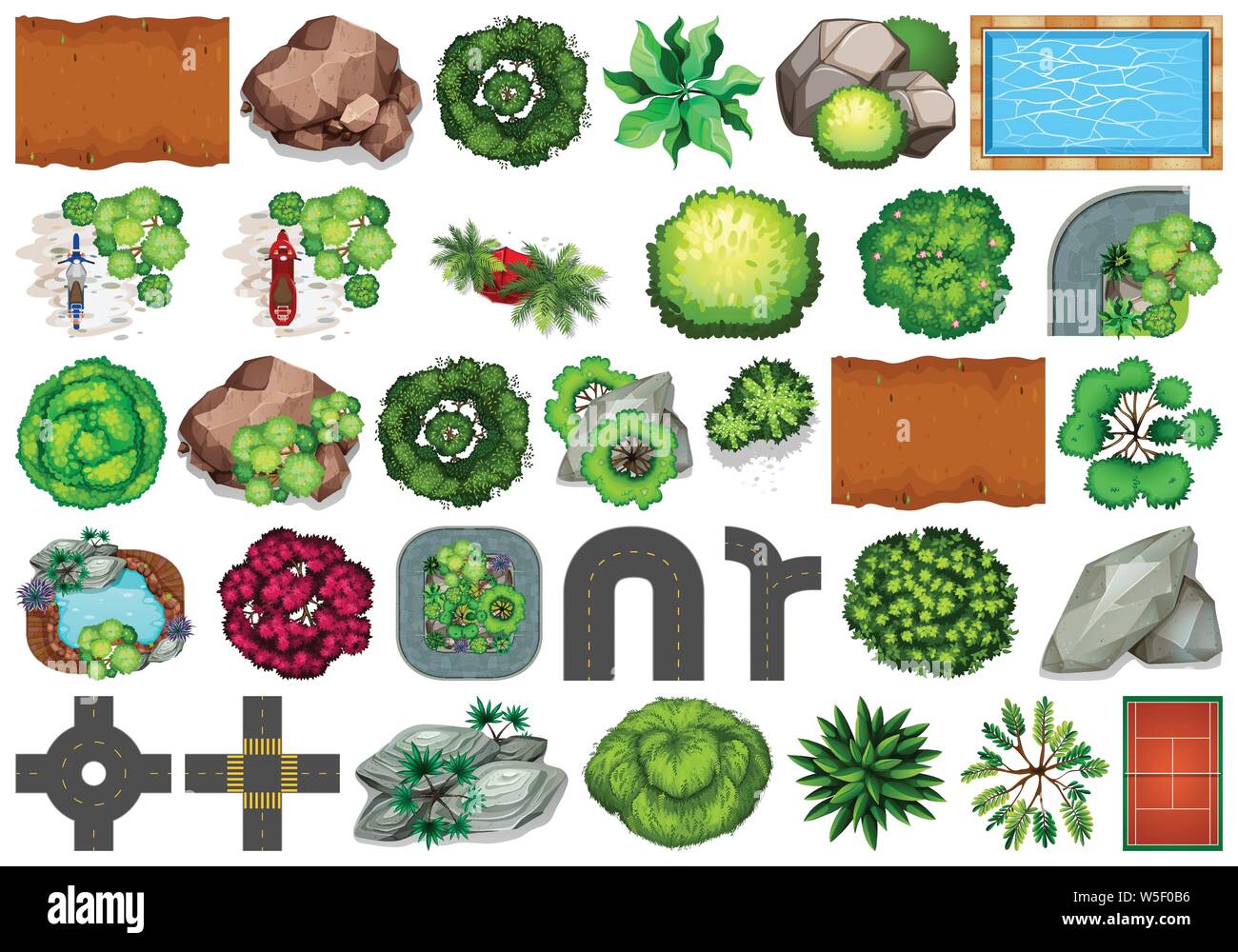 Collection of outdoor nature themed objects and plant elements ...