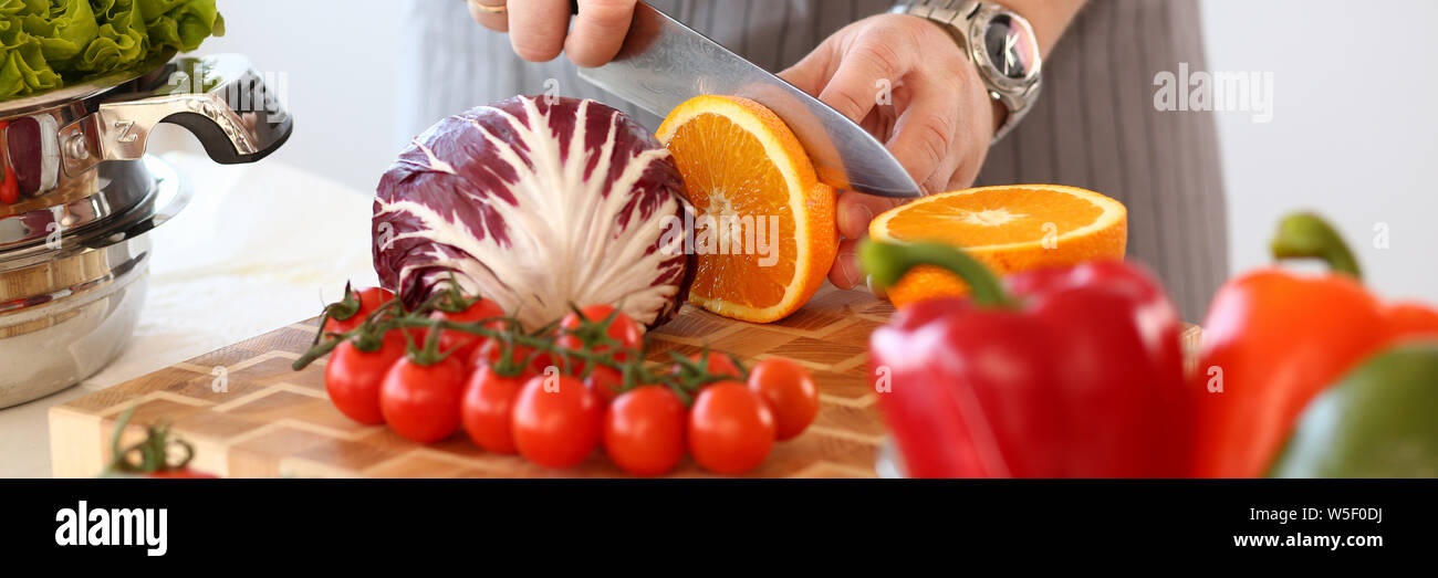 Chef Chop Juicy Orange Fruit Kitchen Photography Stock Photo - Alamy