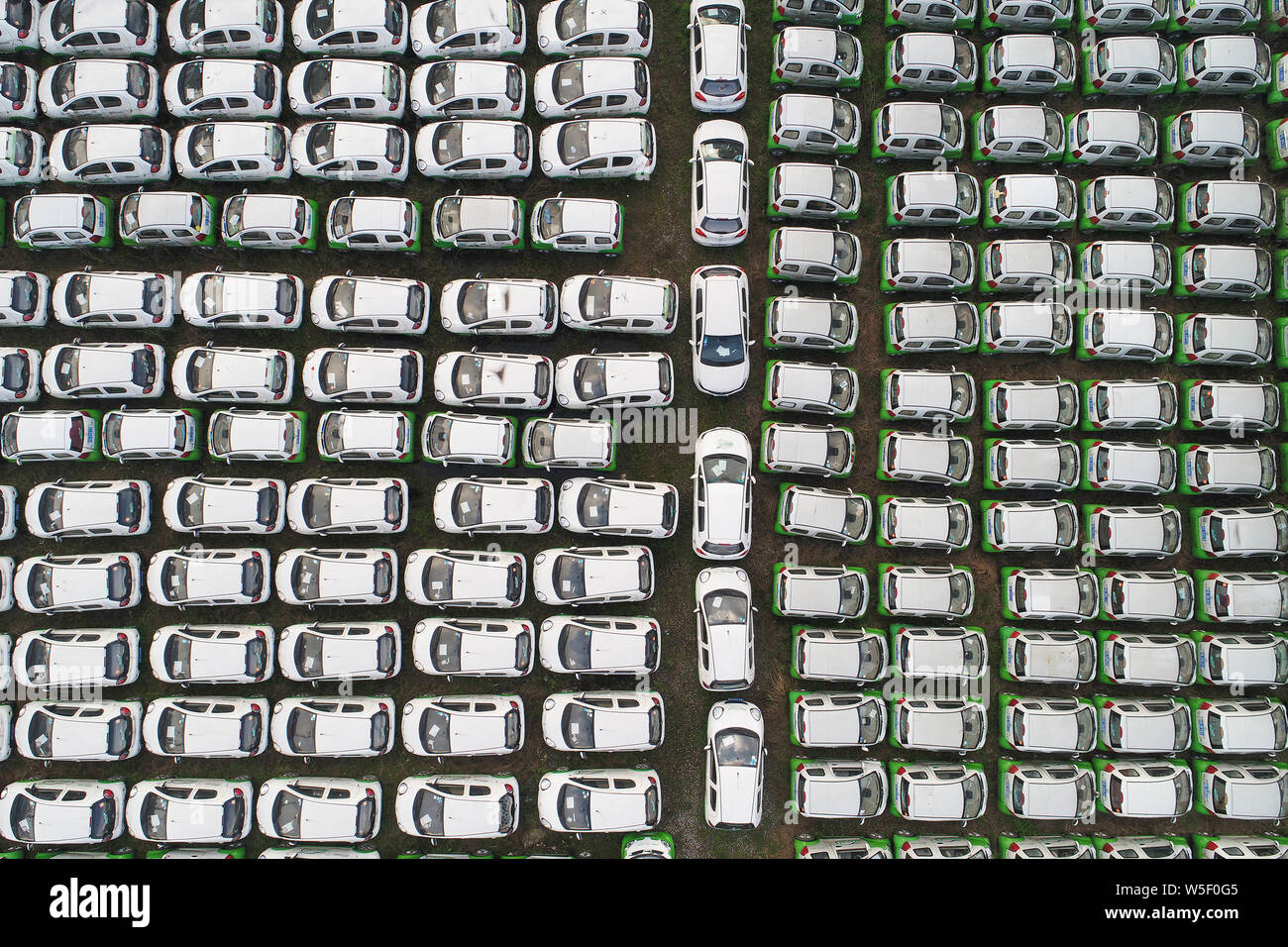Broken and abandoned electric vehicle (EV) of a Chinese car-sharing ...