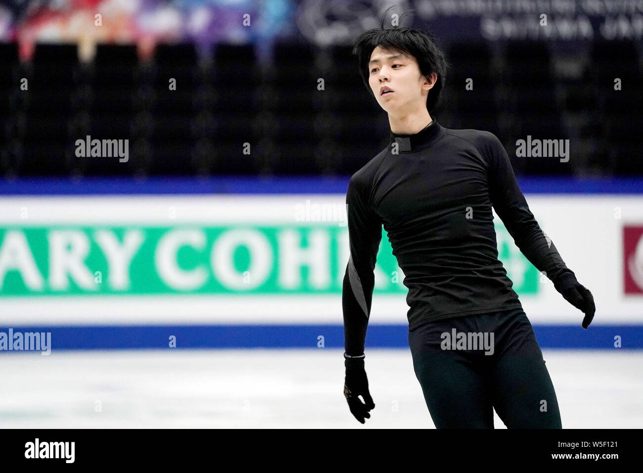Japanese figure skater Yuzuru Hanyu takes part in a training session ...