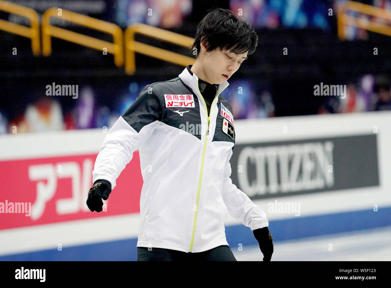 Japanese figure skater Yuzuru Hanyu takes part in a training session ...