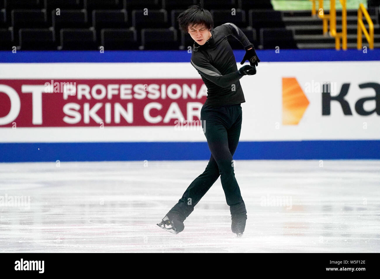 Japanese figure skater Yuzuru Hanyu takes part in a training session ...