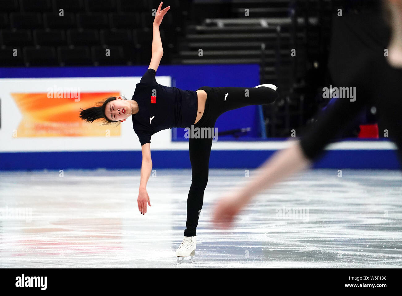 Chinese figure skater Chen Hongyi takes part in a training session ...