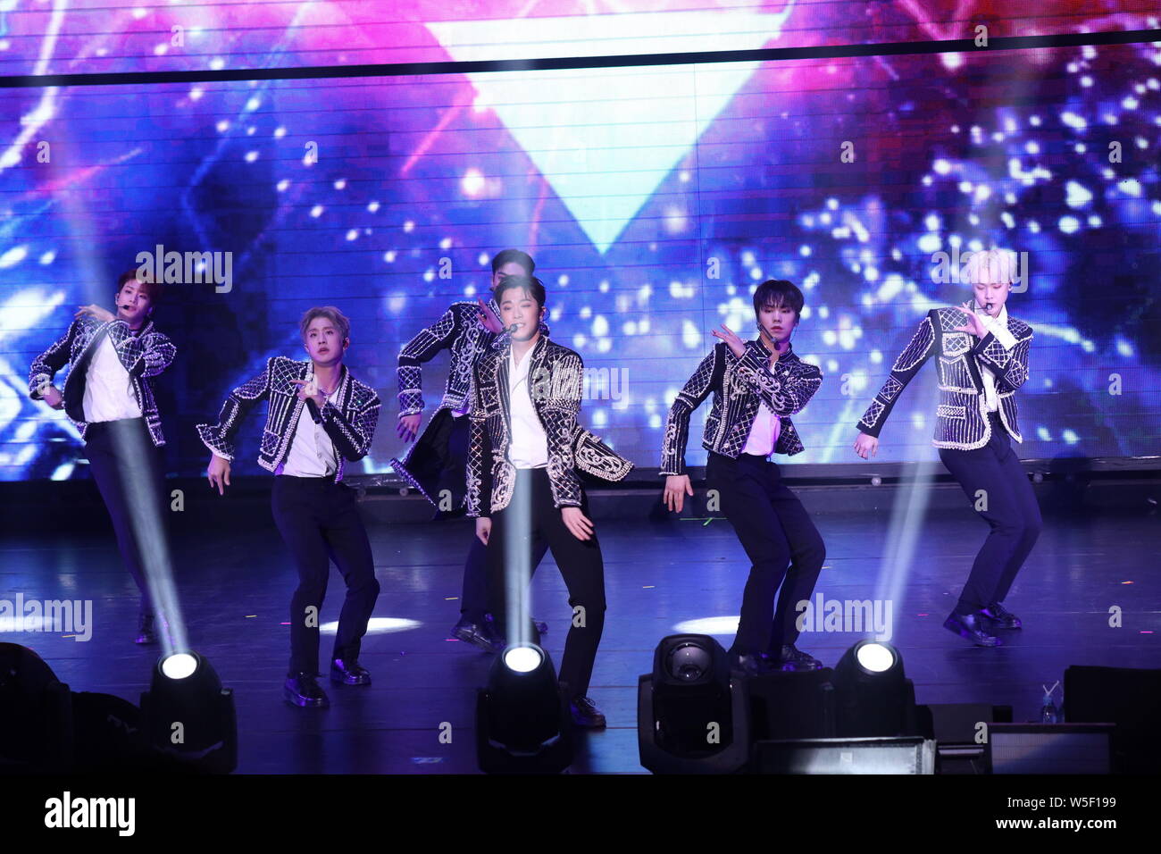 Members of South Korean boy group Astro perform during the 2nd Astroad ...